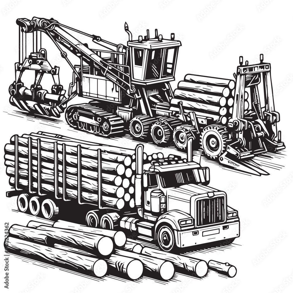 Logging Truck Outline Vector Images Logging machinery clipart Forest ...