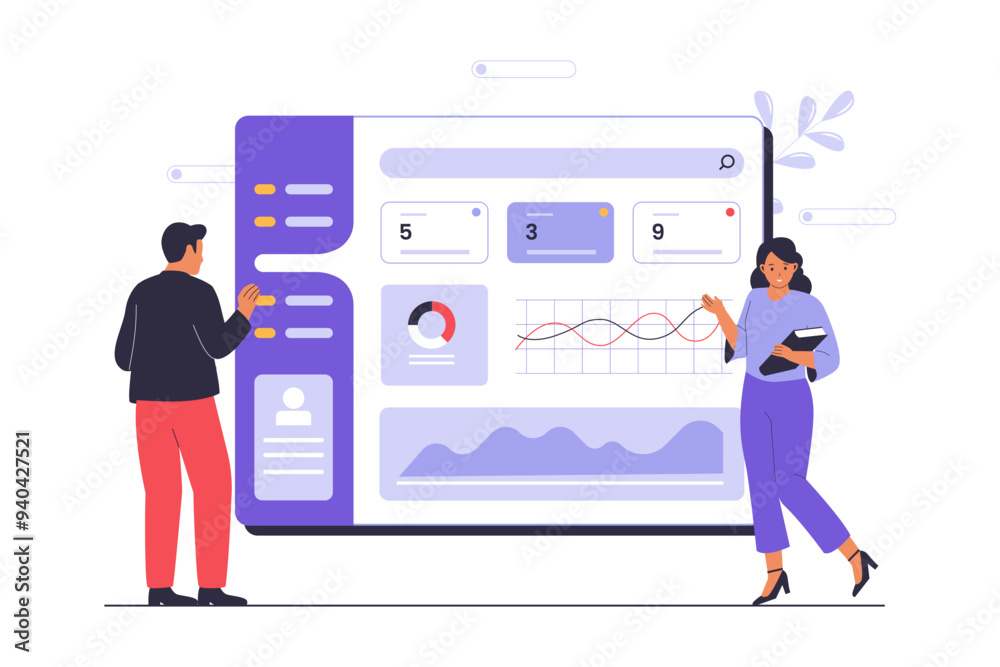Flat illustration admin dashboard design concept. Illustration for ...