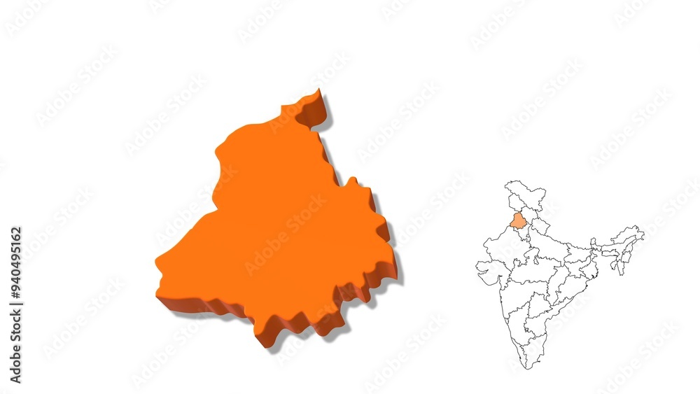India Map Showing Punjab State in Detail Stock Illustration | Adobe Stock