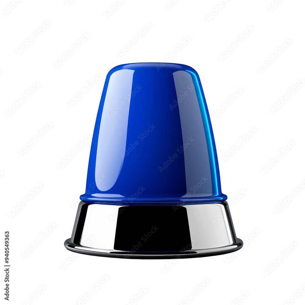 Bright blue police light with a shiny metallic base, perfect for ...