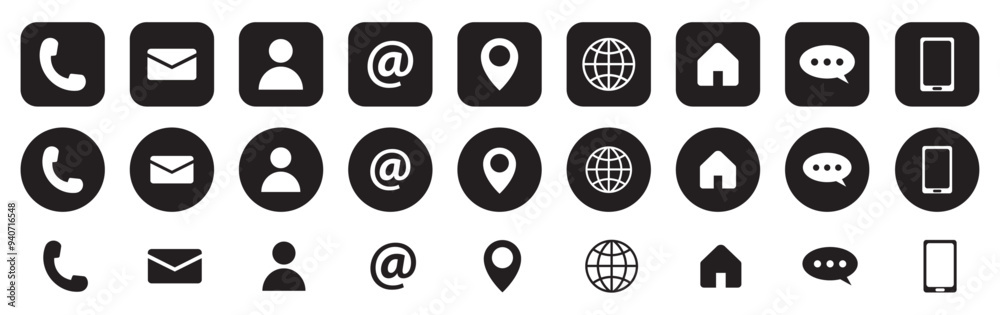 Collection of Connect Icons.Contact us icon set.Contact and ...