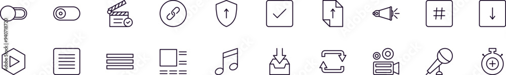 Essential signs for interface vector symbols drawn with black thin line ...