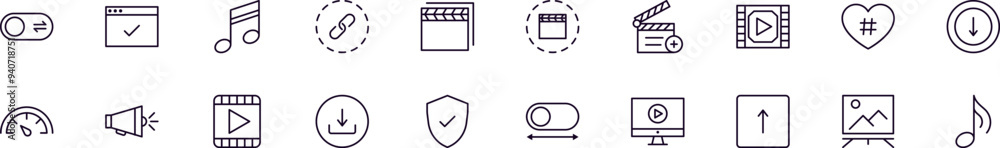 Essential signs for interface vector pictogram collection. Simple ...