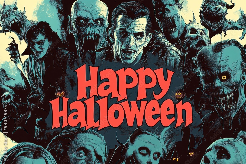 Stock-Illustration „Monster Mash Collage: Images of classic monsters ...