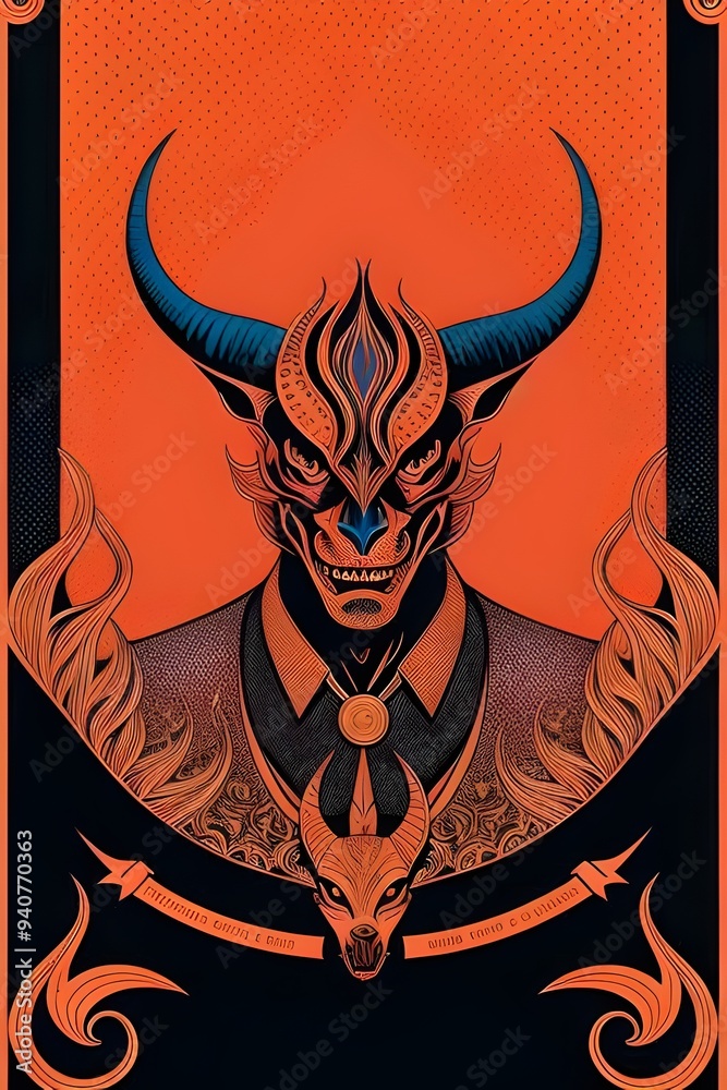 vintage gig poster featuring a colorful psychedelic devil. satan ...