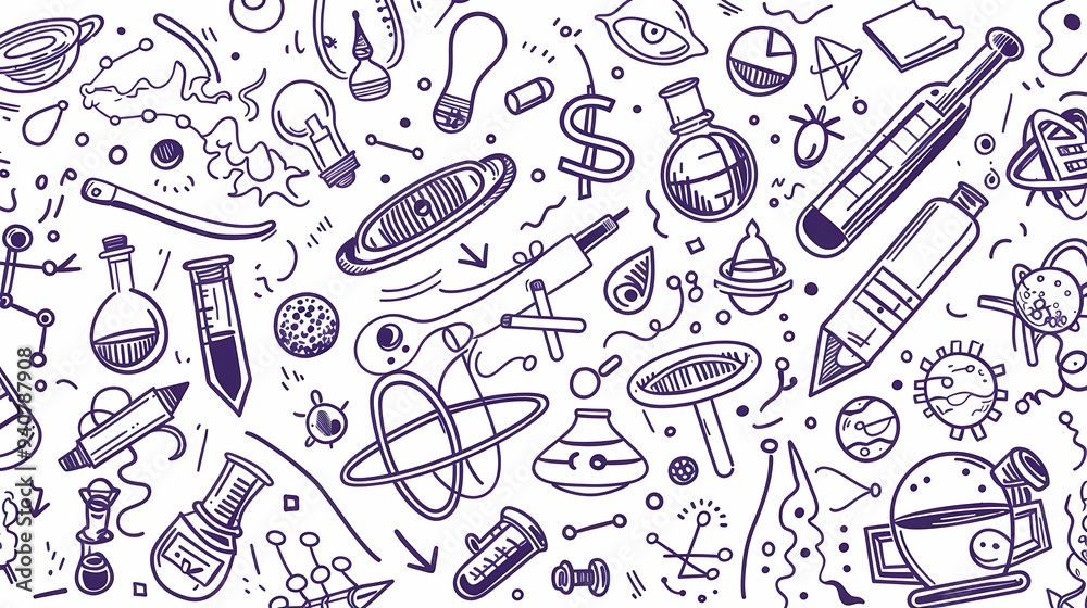 Illustration of a doodle science, education school icon, hand drawn ...