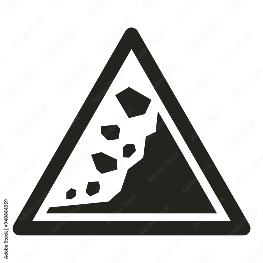 ISO warning safety signs_warning ; landslide zone_symbol and pictogram ...