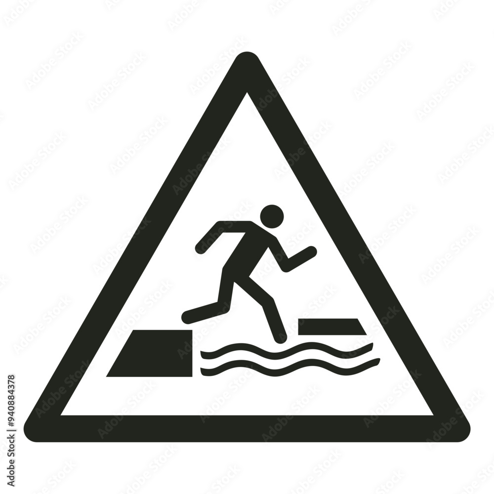 ISO warning safety signs_warning ; falling into water when stepping on ...