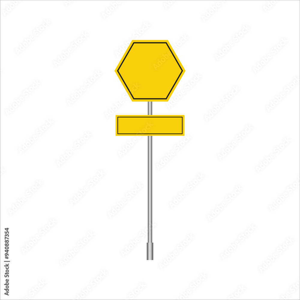 Blank yellow road sign. Empty traffic signs isolated on transparent ...