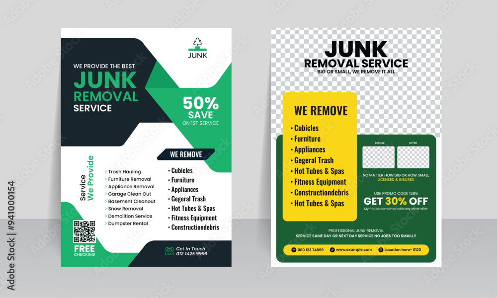 Junk removal service flyer design leaflet layout template Stock Vector ...