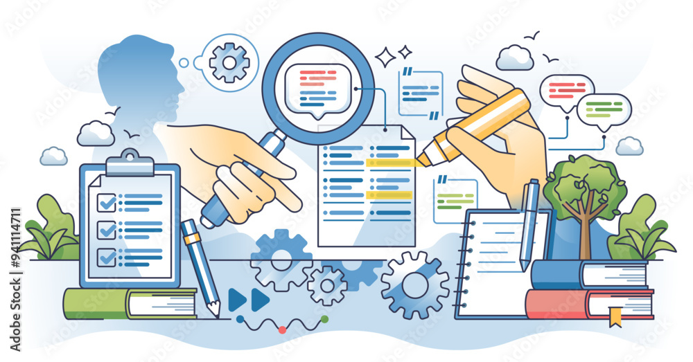 Qualitative content analysis and deep text data study outline hands ...