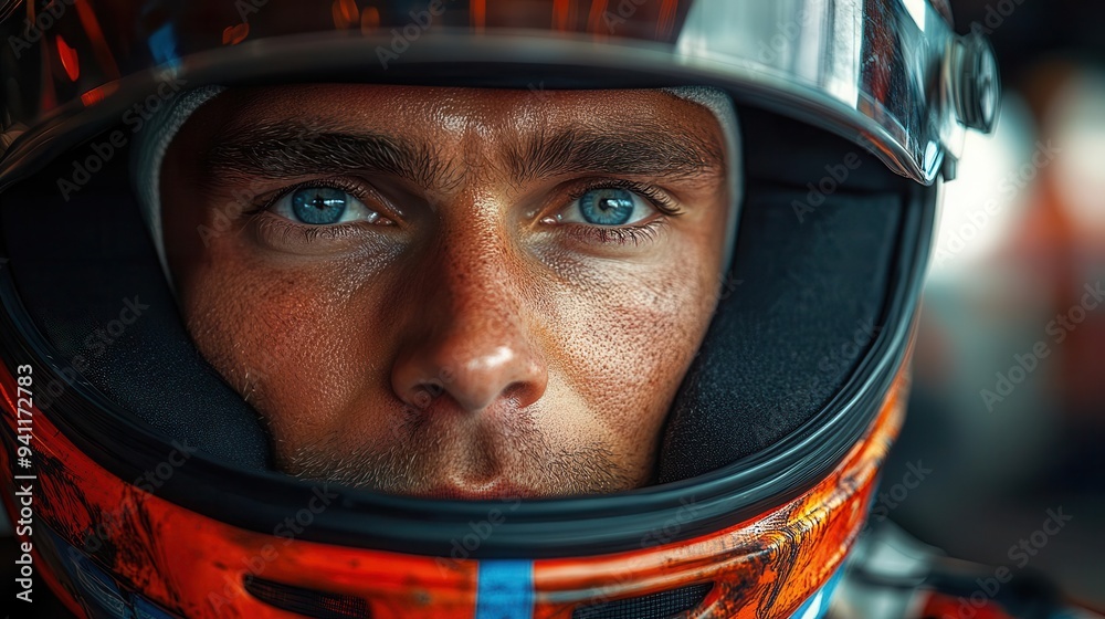 f1 race car driver in helmet intense focus prerace tension vibrant team ...