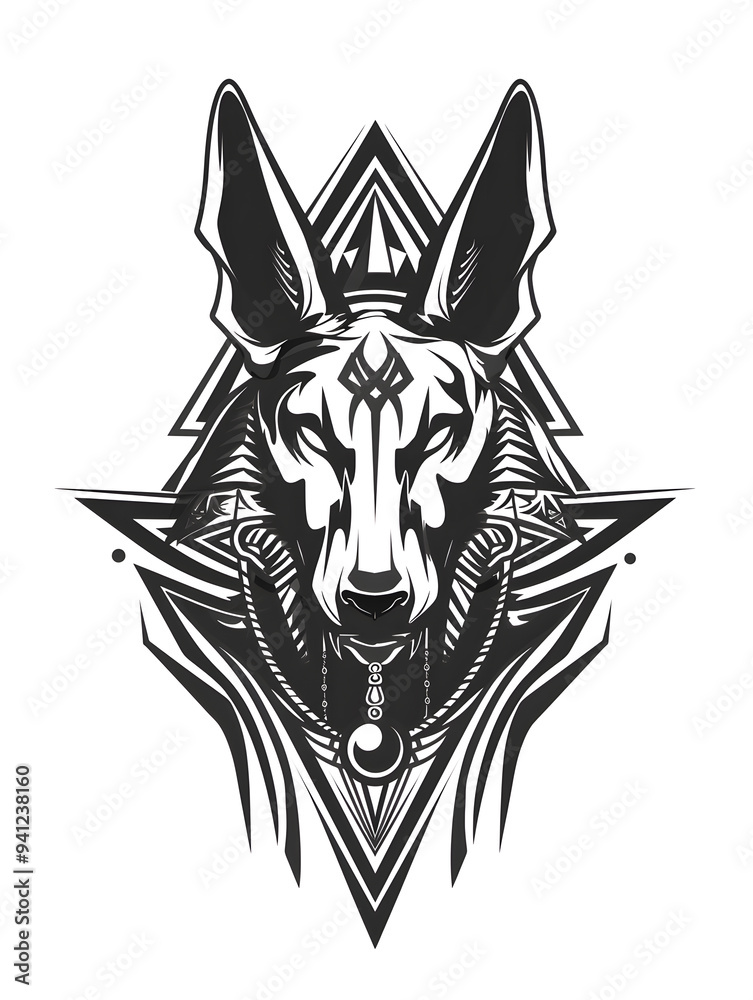 Anubis head very simple traditional tattoo flash styles illustration ...