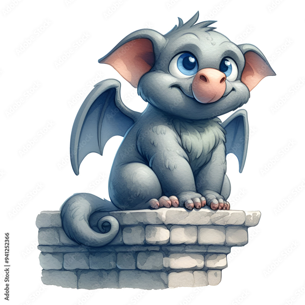 Cartoon Gargoyle Watercolor Clipart Illustration Stock Illustration ...