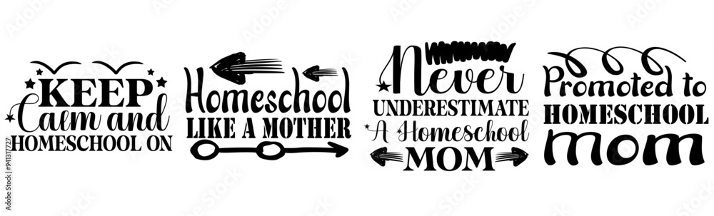 Classic Homeschool Typography, Calligraphic Lettering Bundle Vector ...