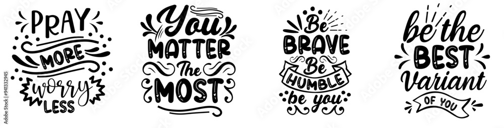 Simple Inspirational Quotes, Calligraphic Lettering Set Vector ...