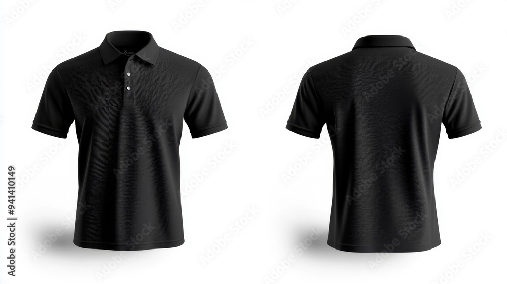 Black Polo Shirt Front and Back View Isolated Generative AI Stock Photo ...