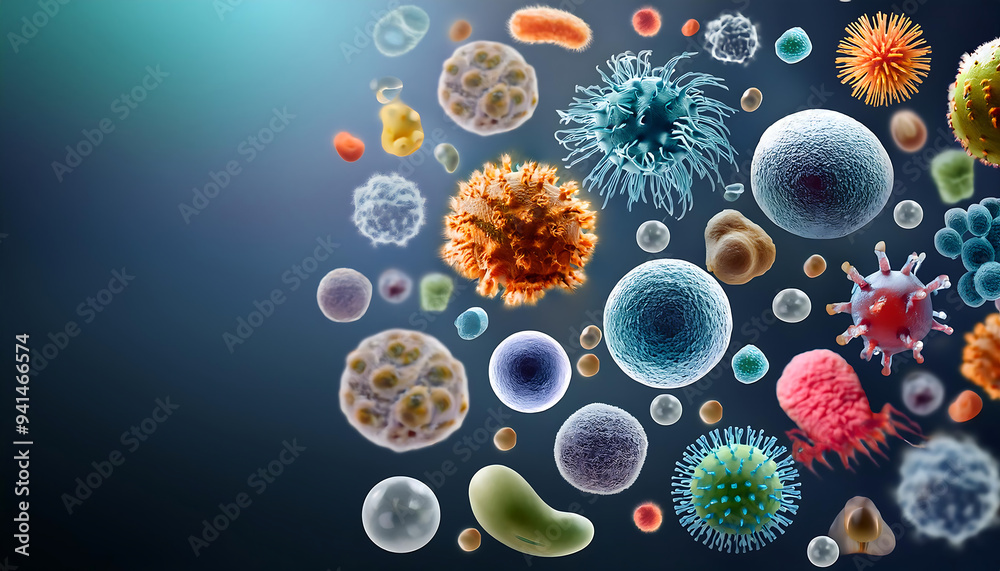 various microbes viruses isolated transparent background Stock ...