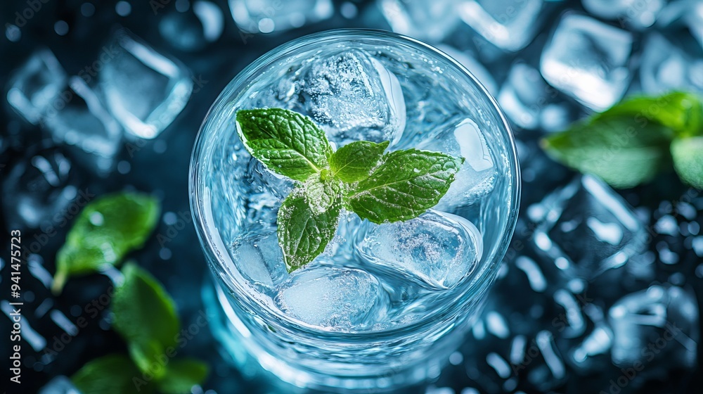 Quench your thirst with icy cold water amidst a refreshing backdrop of ...