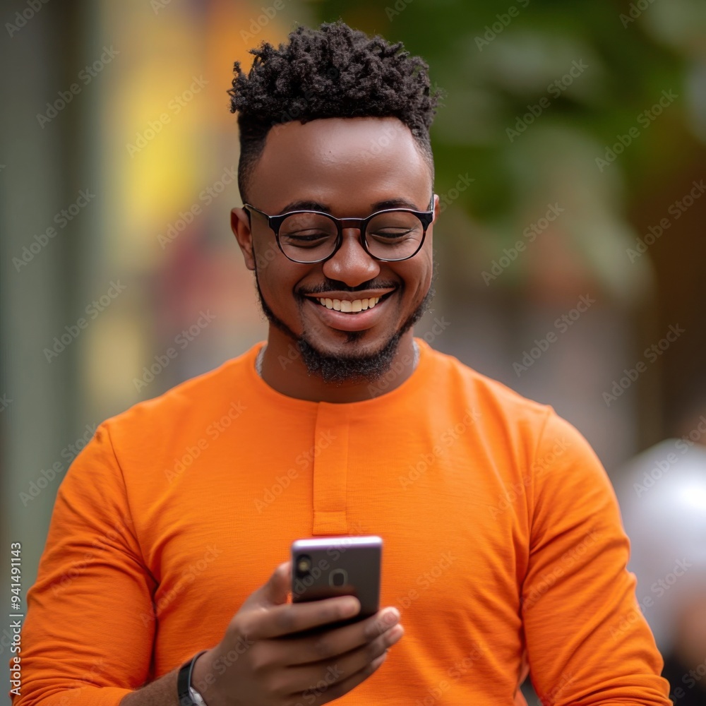 African Americans Gen X Millenial black male all smiles in an orange ...