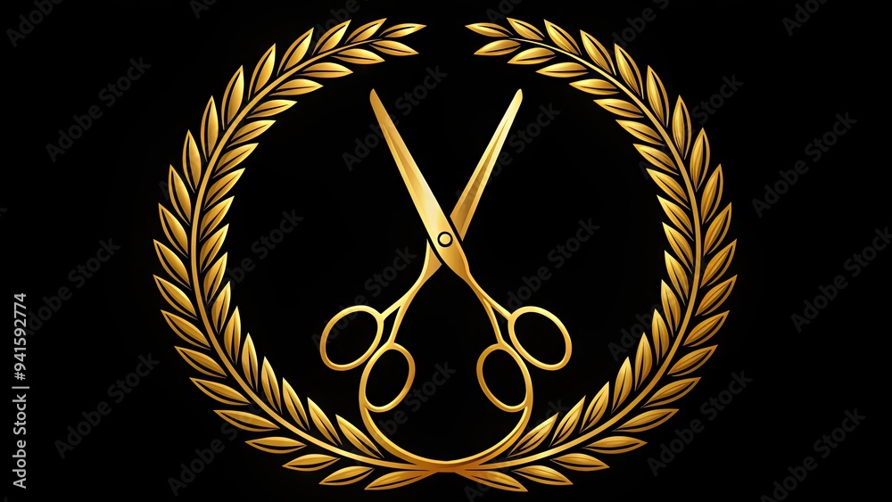 Classic tailor's logo featuring a golden pair of scissors surrounded by ...