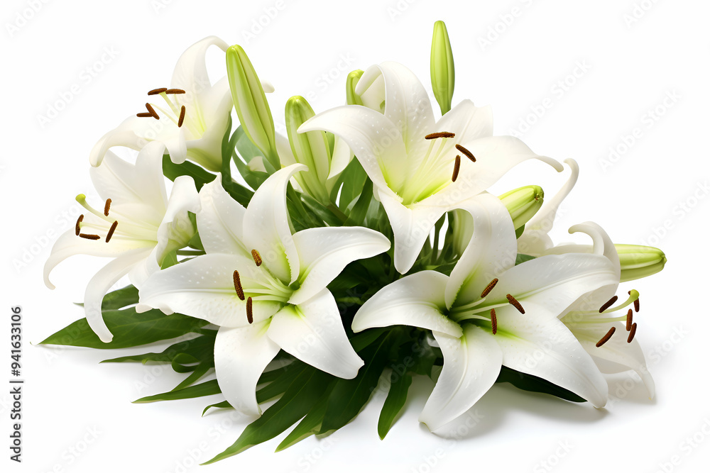 Pure White Lilies in Bloom with Verdant Green Leaves, A Symbol of ...