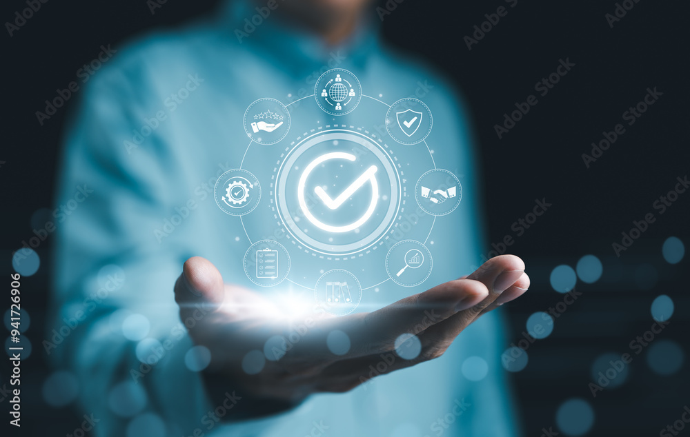 Standard quality control certification assurance concept. Compliance ...