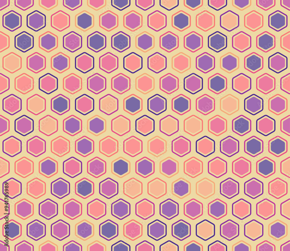 Honeycomb Background. Bold rounded hexagons mosaic cells with padding and inner solid cells ...