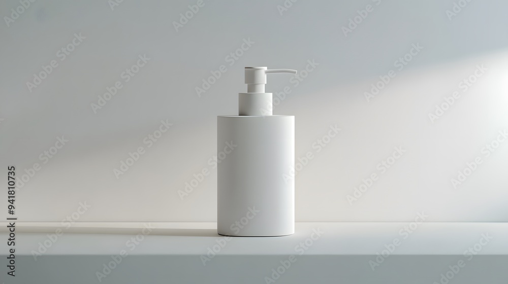 Minimalist Soap Dispenser: A simple, white soap dispenser with a clean ...