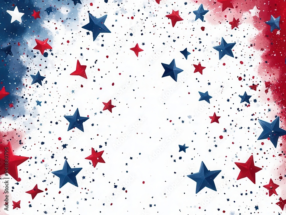 patriotic star pattern scattered red white and blue stars on crisp ...