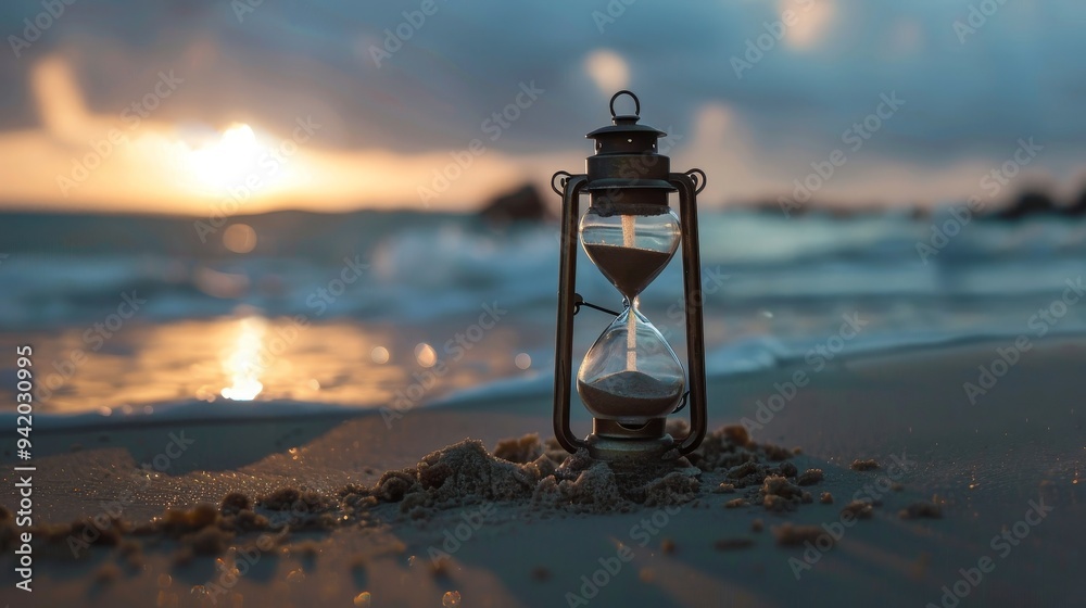 Mysterious Sand Countdown Timer at Beachside, Captured in 16:9 Aspect ...