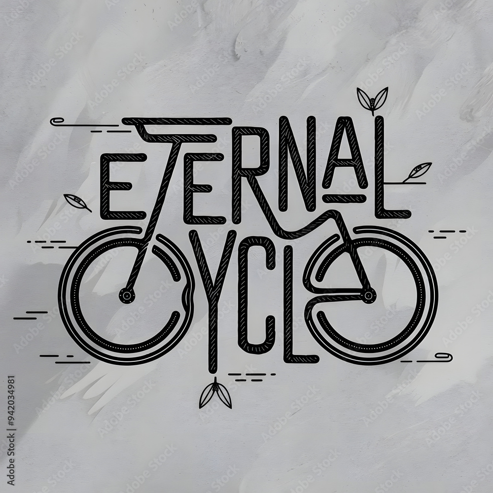 Eternal Cycle - Bicycle Shaped Text with Curved Letters and Movement ...