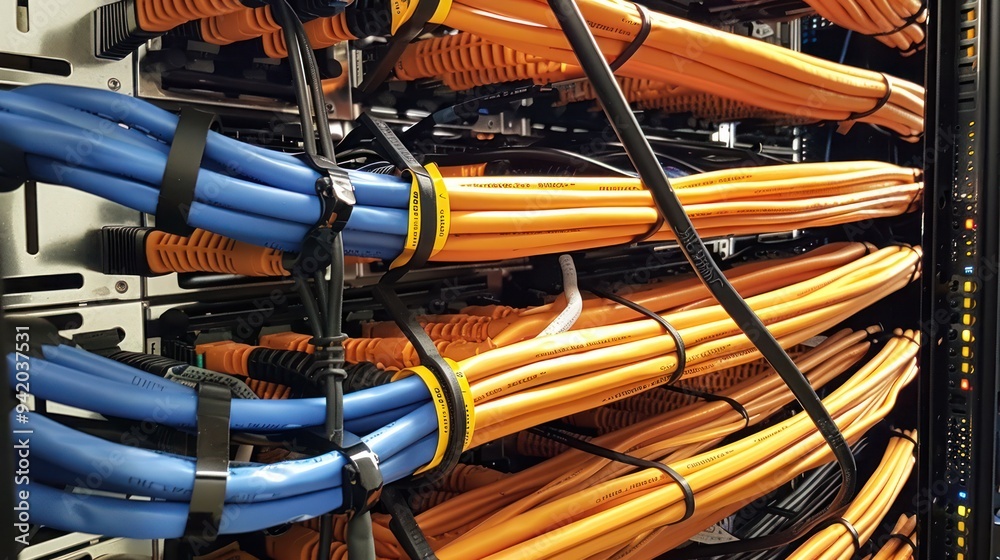 Network Cables in Server Rack Stock Photo | Adobe Stock
