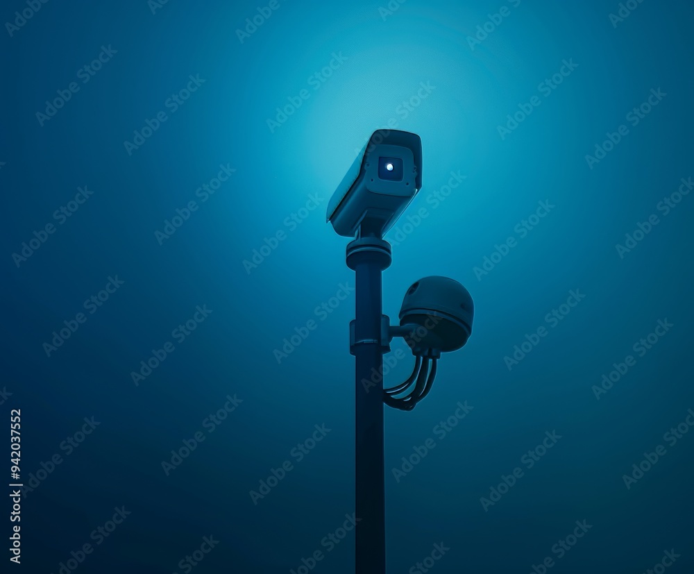 Ultra-realistic photo of a Wi-Fi camera in a negative space style, shot ...