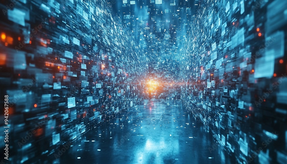 Artificial Intelligence in Document Analysis, portraying machine learning algorithms extracting ...