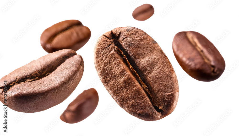 Coffee Beans in Air, isolated on transparent background, PNG. Coffee ...