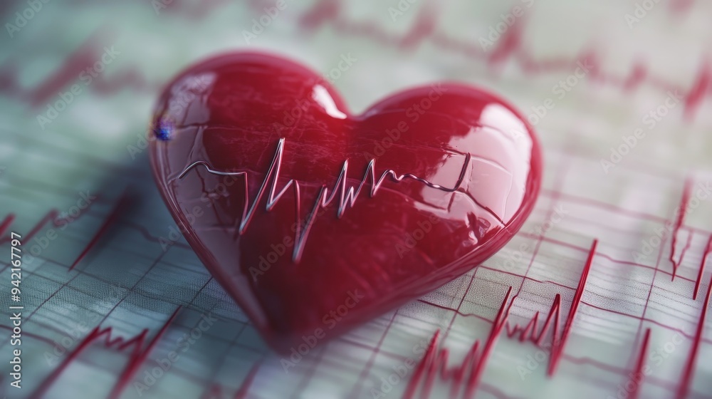 Medical symbol of heart health, featuring a red heart and ...