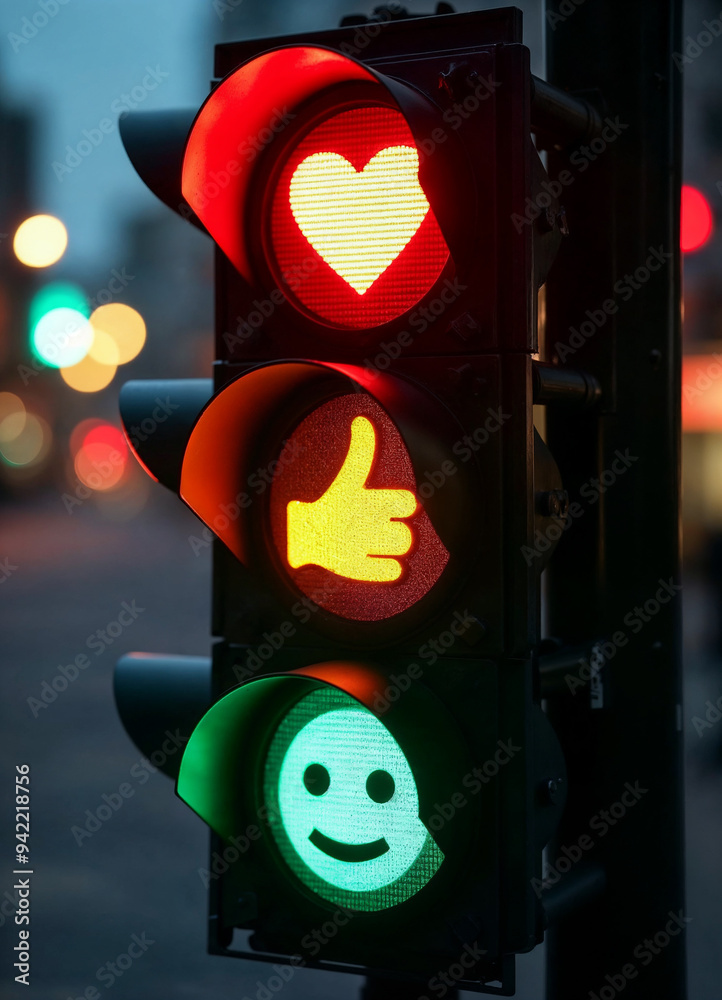 Stock-Foto „Traffic Light with Emojis. Traffic signal with heart ...