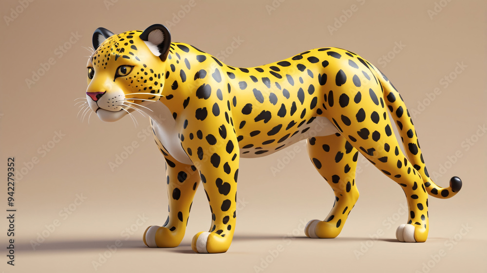 Cute Leopard 3D rendered animal, children kid books or games character ...