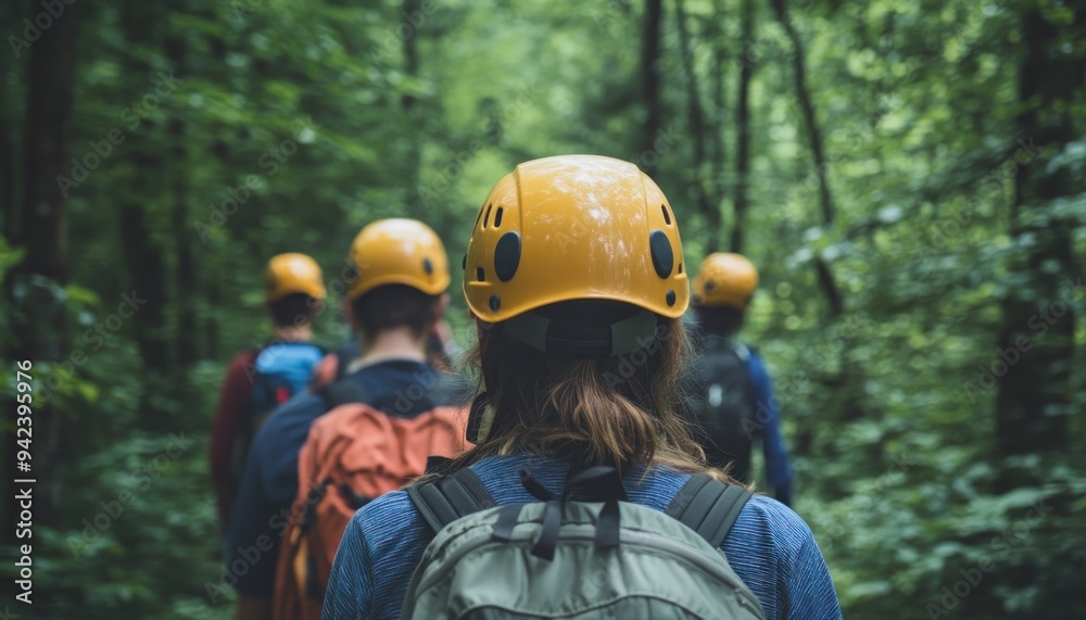 Teamwork Makes the Dream Work Adventurous Group Hiking Through Lush ...