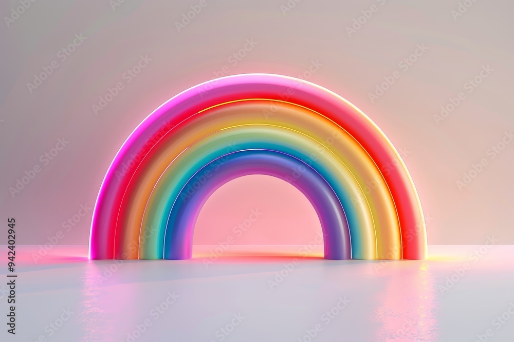 Rainbow Icon on White Background, Soft Gradient Color Style, High ...