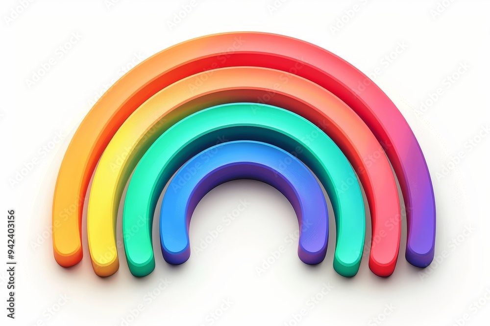 Rainbow Icon on White Background, Soft Gradient Color Style, High ...