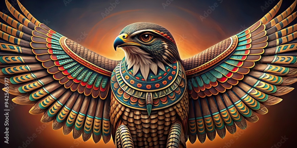 Ilustración de Stock Falcon totem with intricate Native American ...