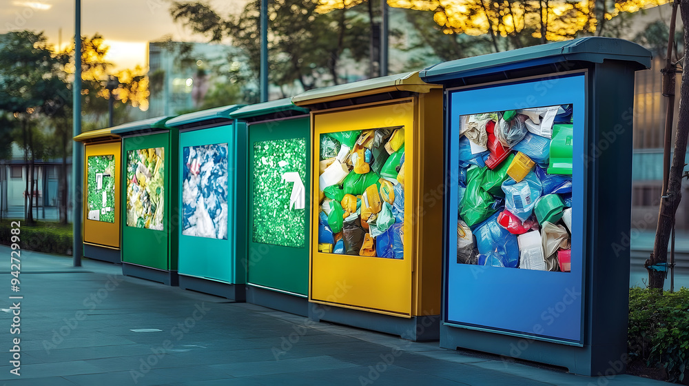 Innovative smart waste management system display showing optimized ...