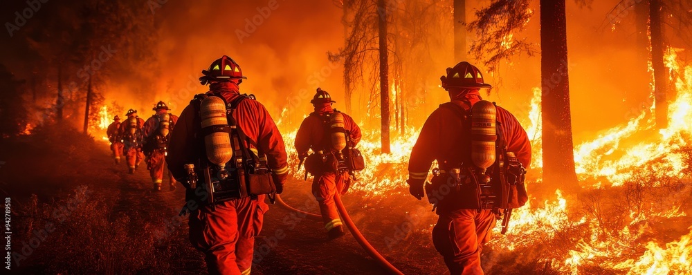 Brave firefighters battling a fierce wildfire, showcasing their ...
