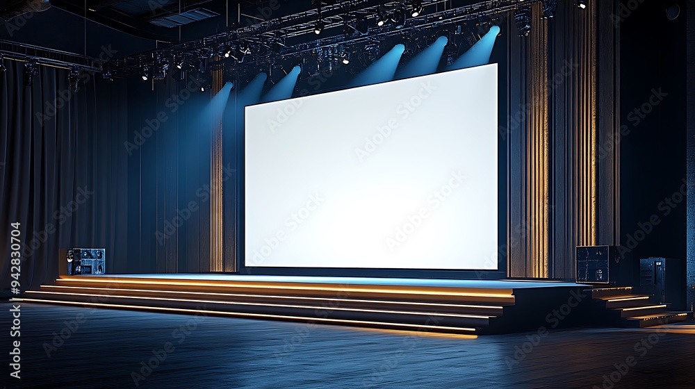 Modern Event Stage with Expansive Blank Screen and Professional Setup ...