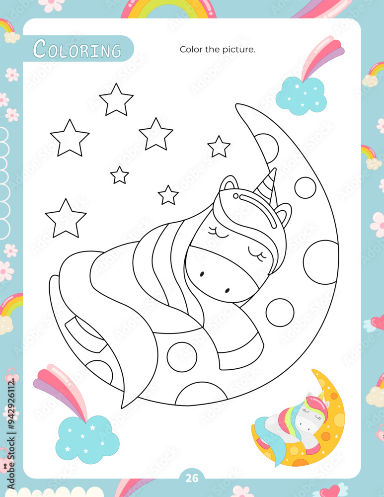 Activity Pages for Kids. Printable Activity Sheet with Unicorn ...