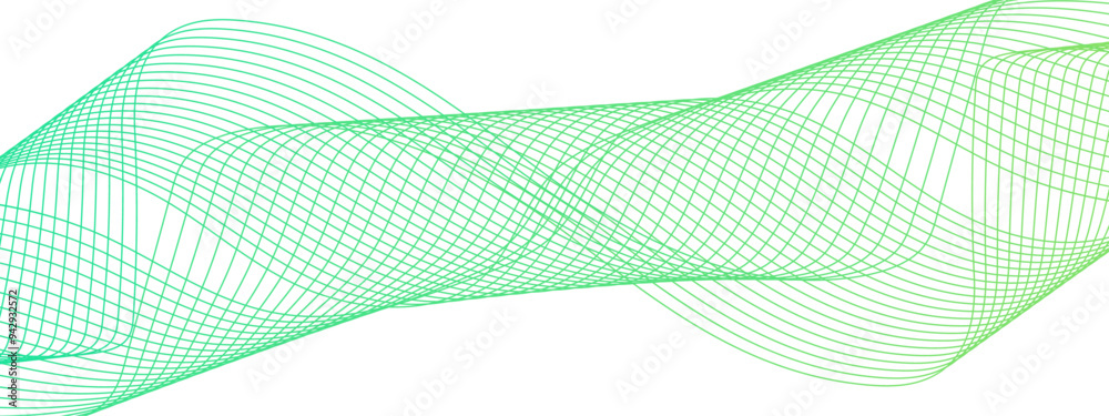 Abstract Green Wave Line Background with Flowing Curves and Dynamic ...