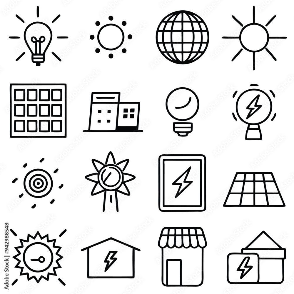 Stock-Vektorgrafik „35 Black and White Ecology and Energy Icons ...