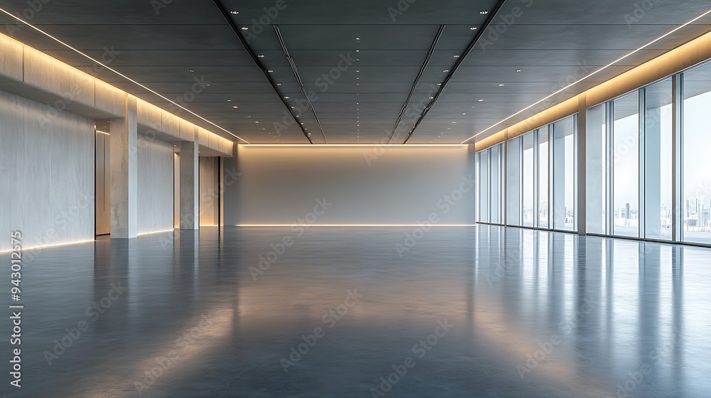 Luxurious Empty Event Space with Expansive Layout, Minimalist Design, and High-End Architectural ...